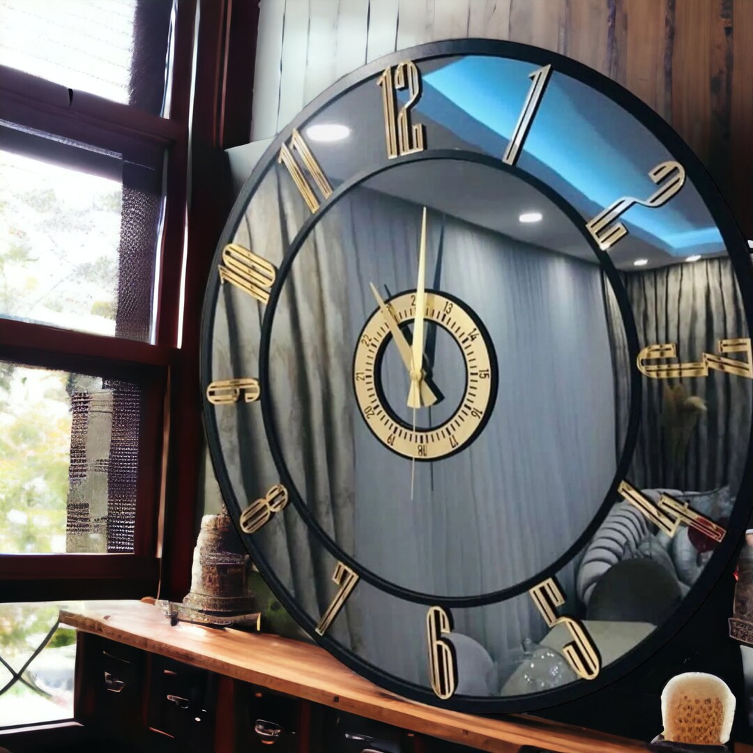 Real Mirror Decorative Wall Clock 40 CM - Etsy