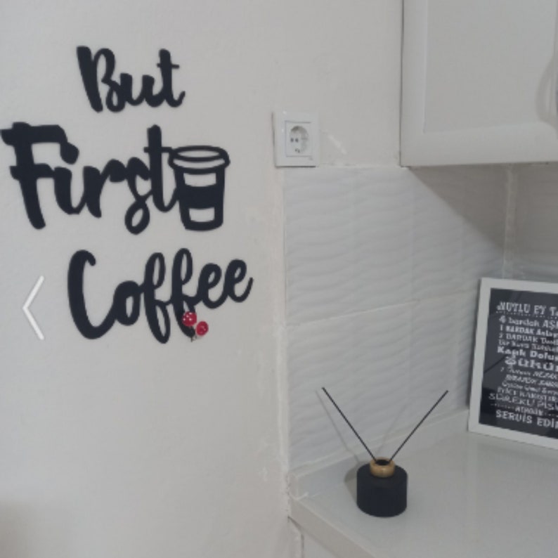 Black Wood but First Coffee Wall Decor for Kitchen Cafe Coffee Corner ...