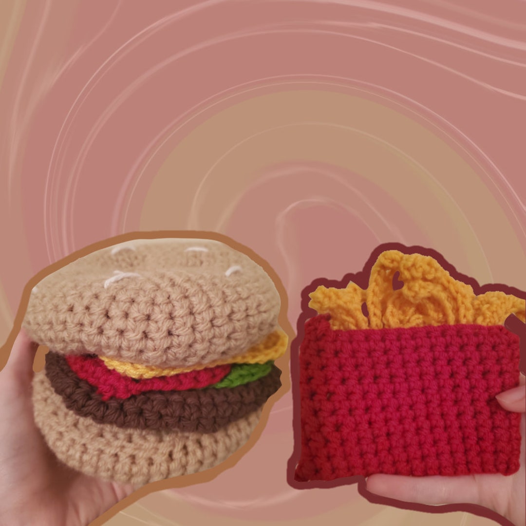 Handcrafted Crochet Burger & Fries Plushie - Etsy