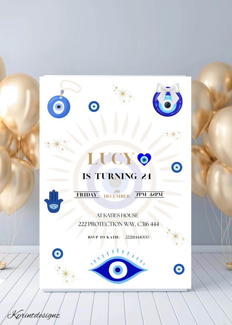 Editable Evil Eye Digital Party Invitation - Etsy