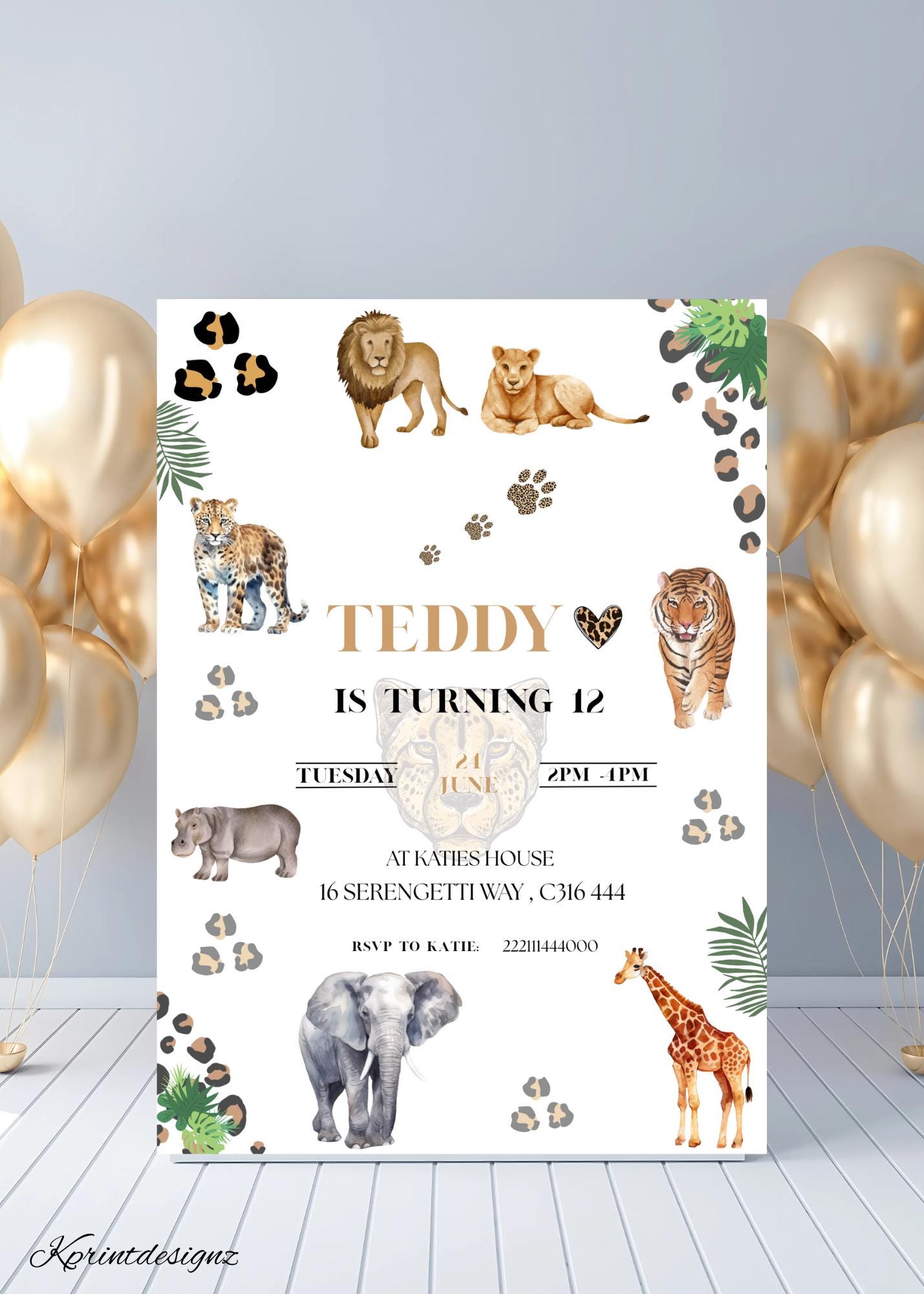 Editable Safari Jungle Digital Party Invitation - Etsy