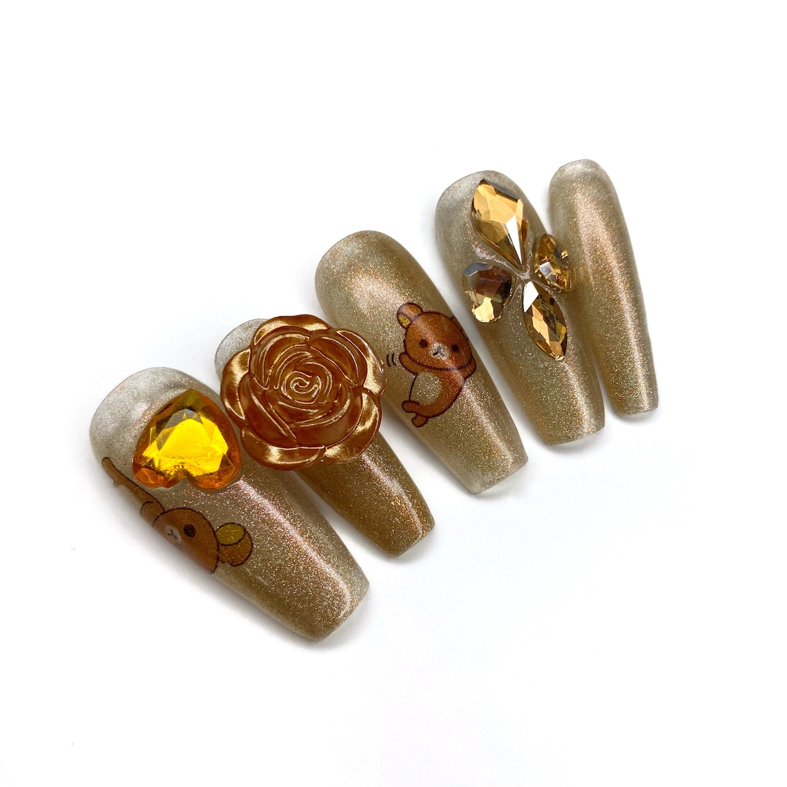 Rilakkuma Nails | Gyaru Press on Nails | Kawaii Nails | Princess Nails ...