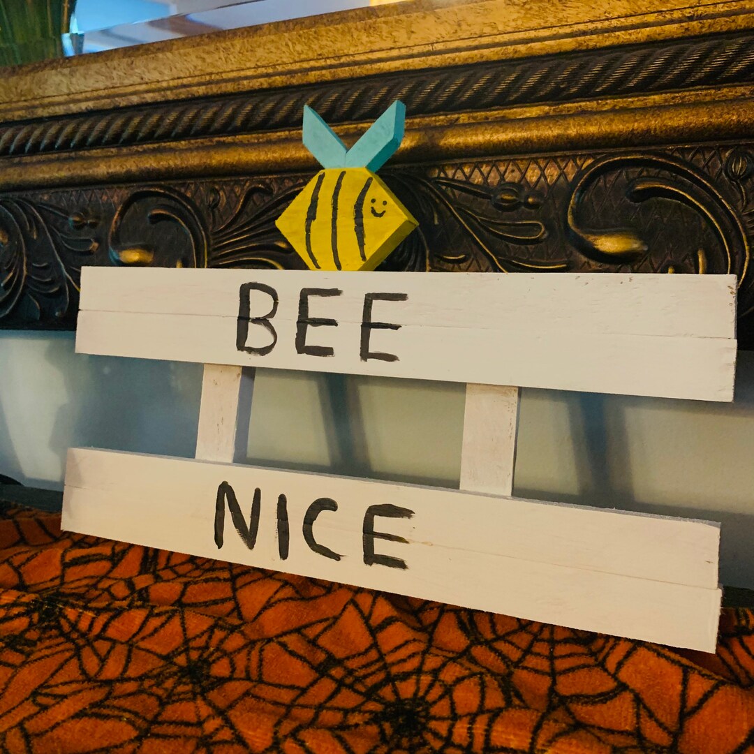 Handmade Wooden Bee Sign Made From Reclaimed Pallets, Rustic, Shelf ...