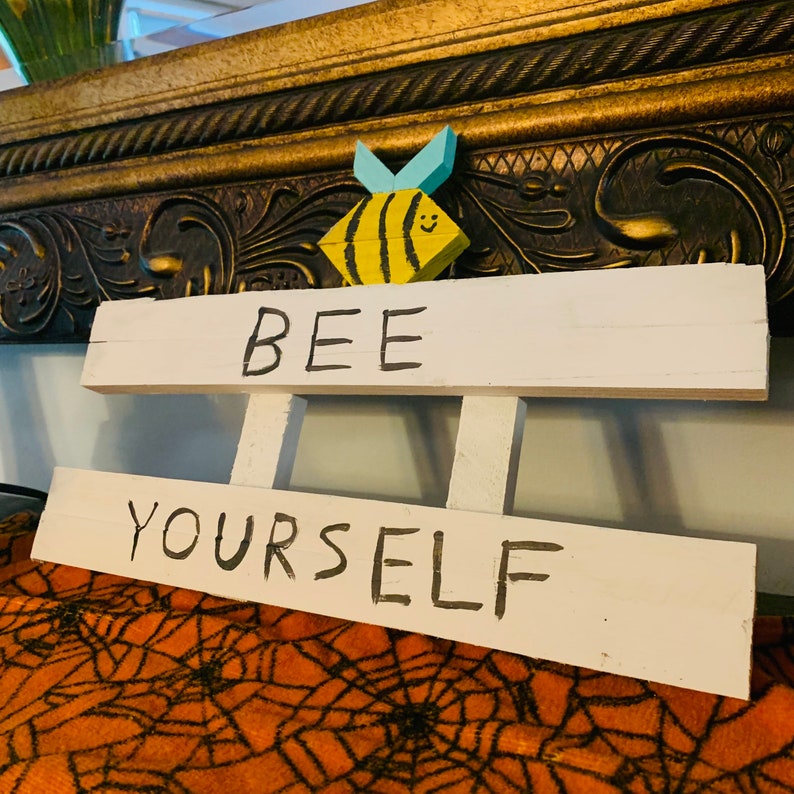 Handmade Wooden Bee Sign Made From Reclaimed Pallets, Rustic, Shelf ...