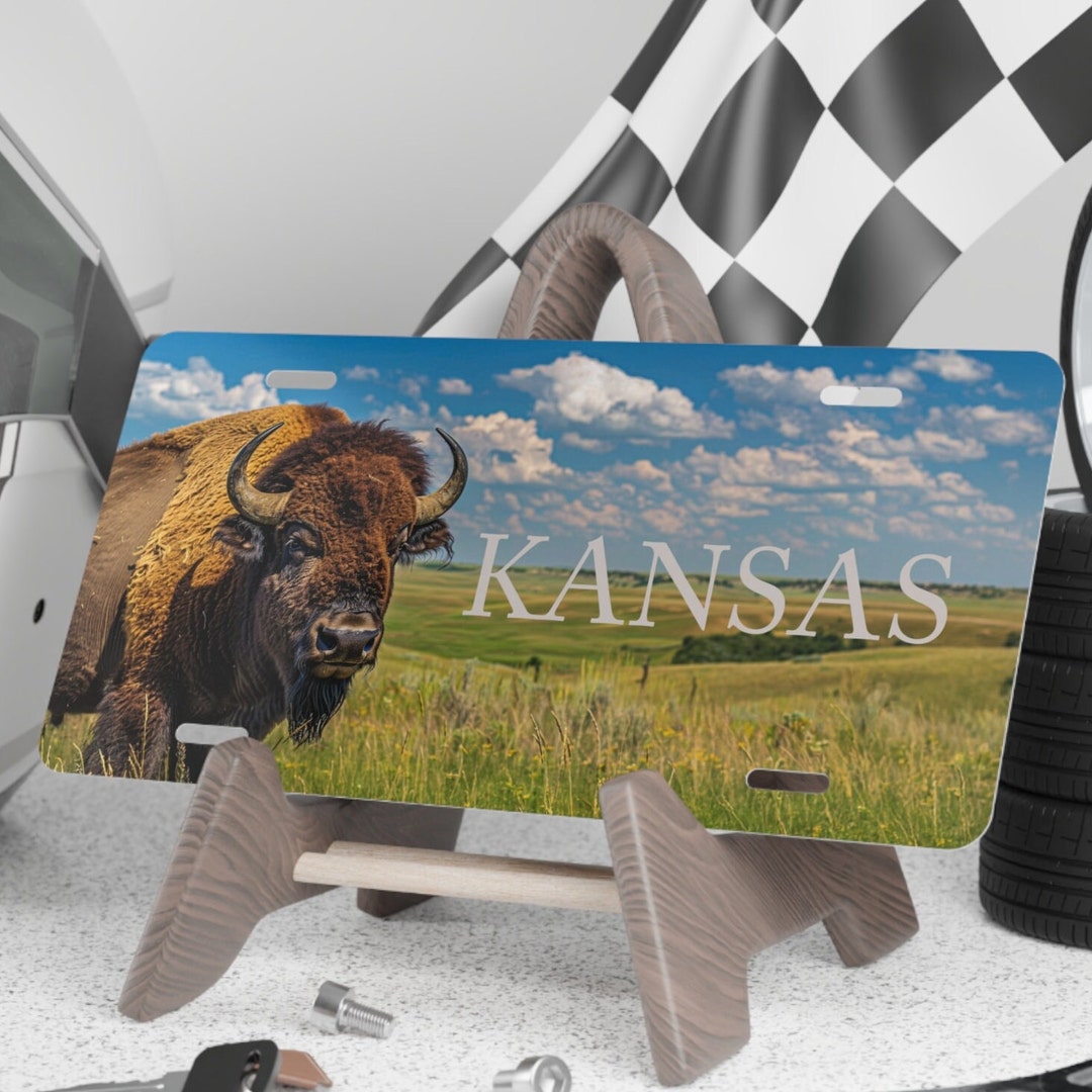 Kansas Vanity Plate, Buffalo Plate, Buffalo Vanity License Plate Gift ...