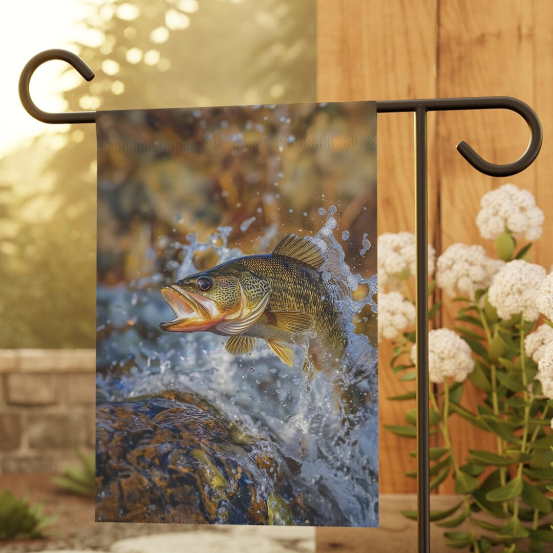 Walleye Garden & House Banner, 12x18 In, Jumping Walleye Garden Flag ...