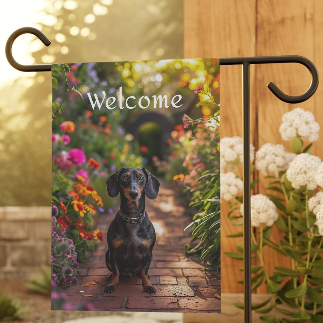 Dachshund Spring Garden & House Banner, 12x18 In, Dachshund Garden Flag ...