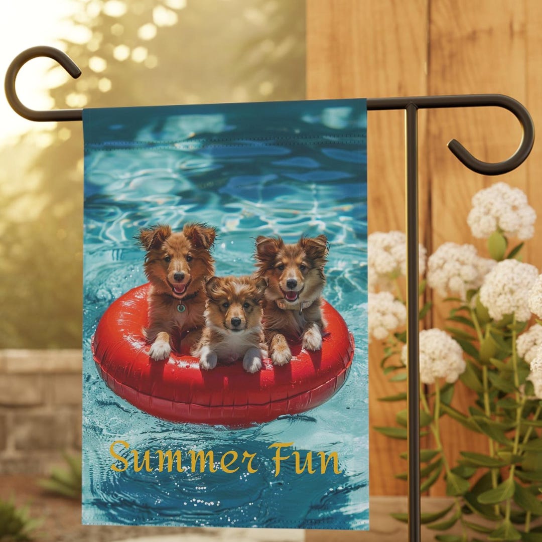 Shetland Sheepdog Puppies Garden & House Banner, Sheltie Garden Flag ...