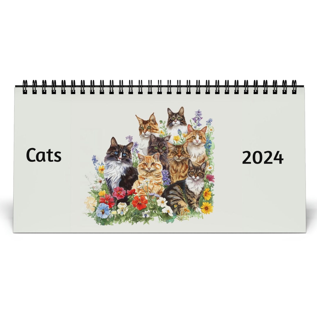 Cats 2024 Desktop Calendar, Cats Calendar, Cat Calendar Gift, Desktop ...