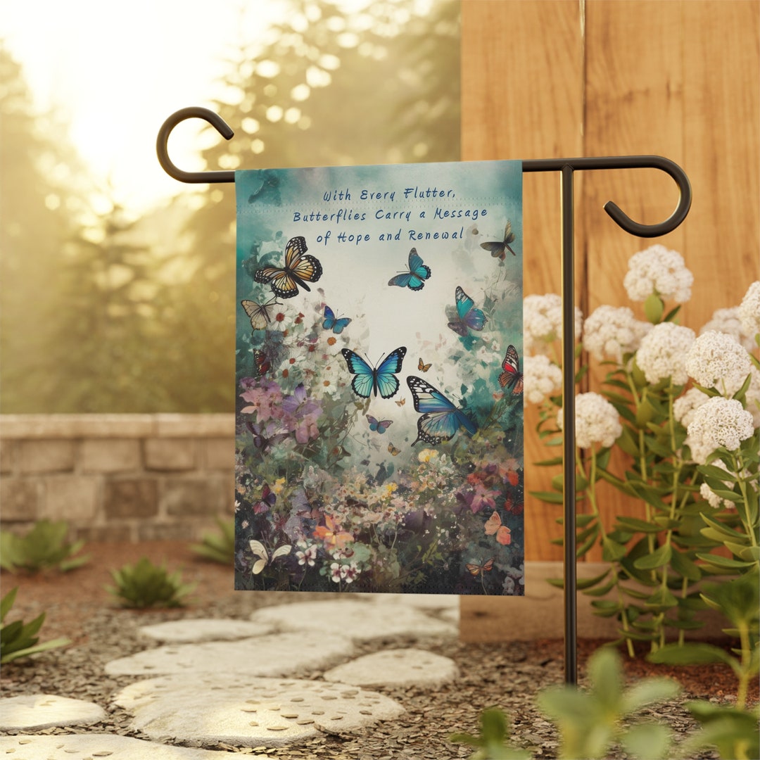 Butterfly Garden & House Banner, 12"x18", Butterfly Garden Flag ...