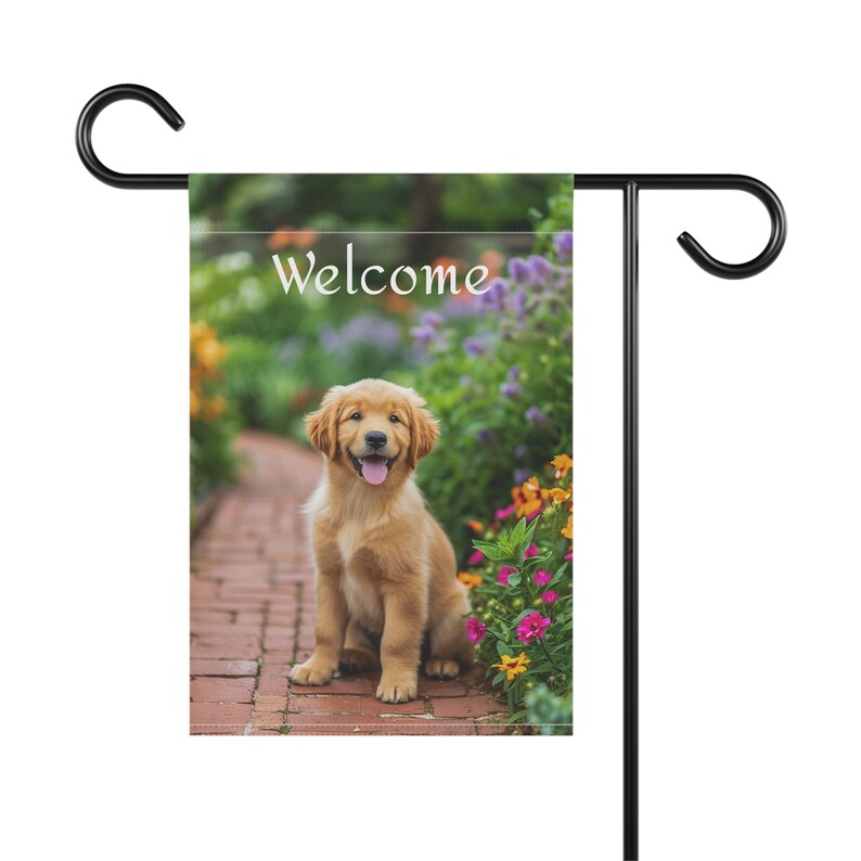 Golden Retriever Puppy Spring Garden & House Banner, 12x18 In, Golden ...