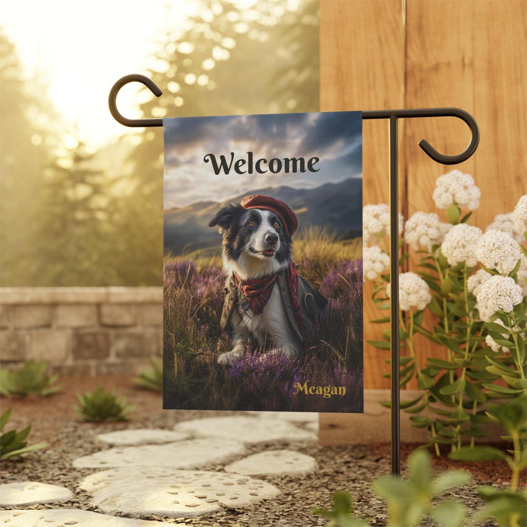 PERSONALIZED Border Collie Garden Flag, Border Collie Welcome Flag ...