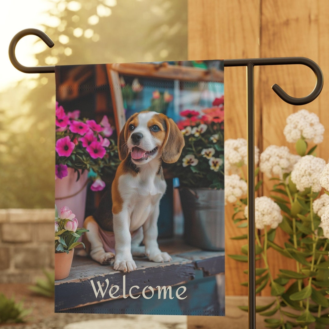 Beagle Puppy Garden & House Banner, Beagle Garden Flag, Beagle Lover ...