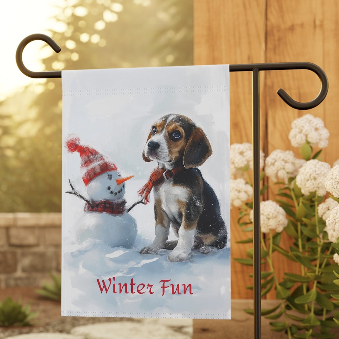 Beagle Winter Garden & House Banner, 12x18 In, Beagle Garden Flag ...