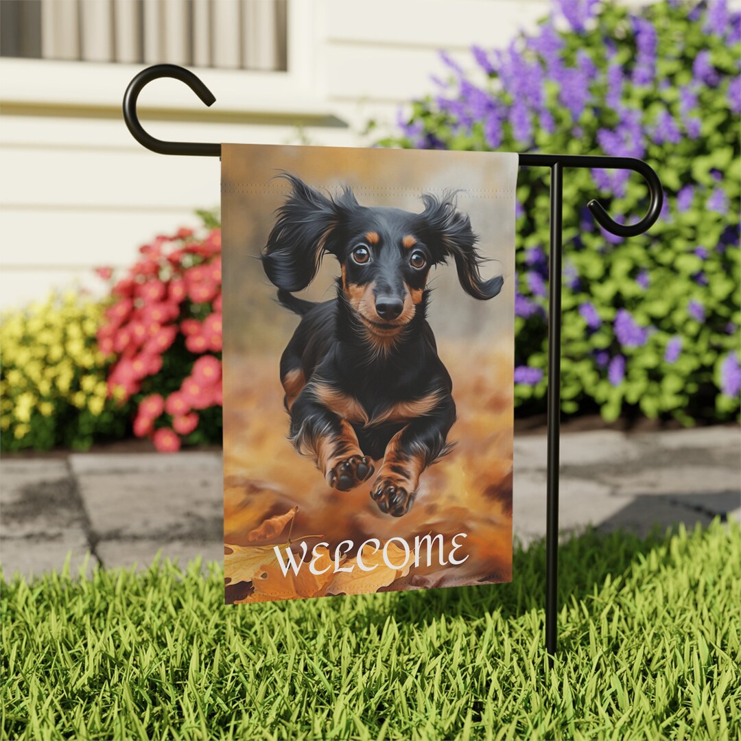 Dachshund Fall Garden & House Banner, Dachshund Fall Garden Flag ...