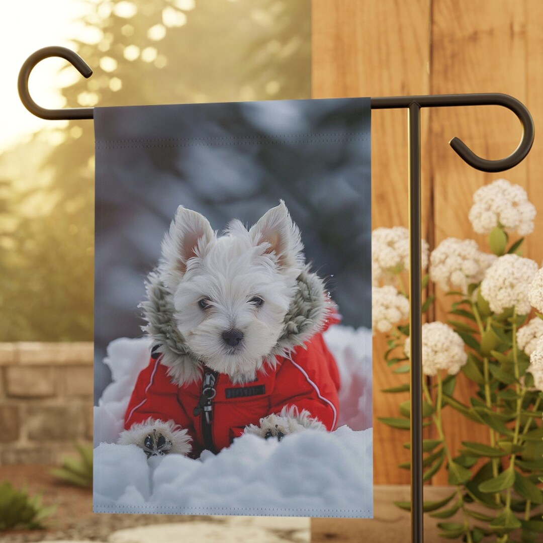 Westie Puppy Winter Garden & House Banner, Westie Puppy Garden Flag ...