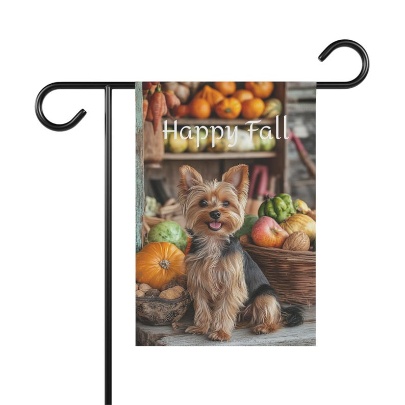 Yorkie Fall Garden Flag, Yorkie Fall Garden Flag Gift, Cute Fall Gift ...