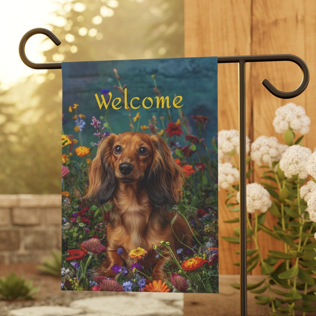 Dachshund Summer Garden & House Banner, Summer Garden Flag, Dachshund ...