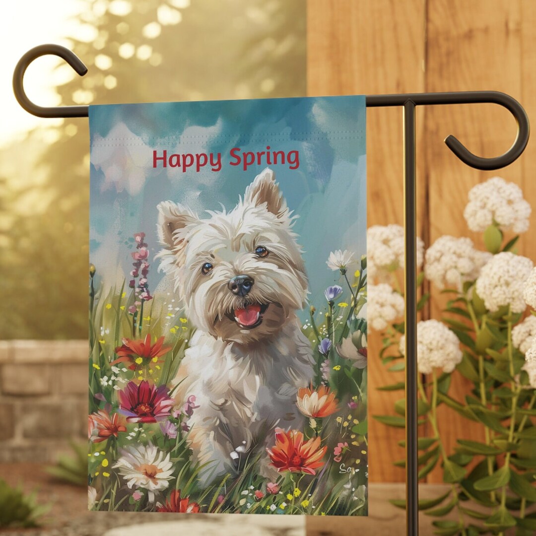 Westie Puppy Spring Garden & House Banner, 12x18 In, Westie Garden Flag ...