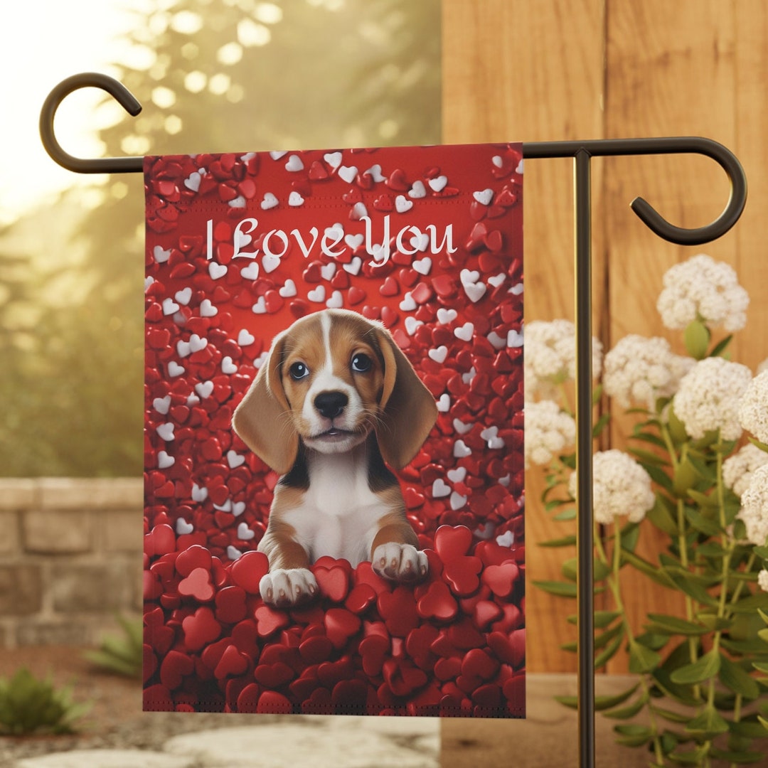 Beagle Valentine Garden & House Banner, 12x18 In, Beagle Garden Flag ...