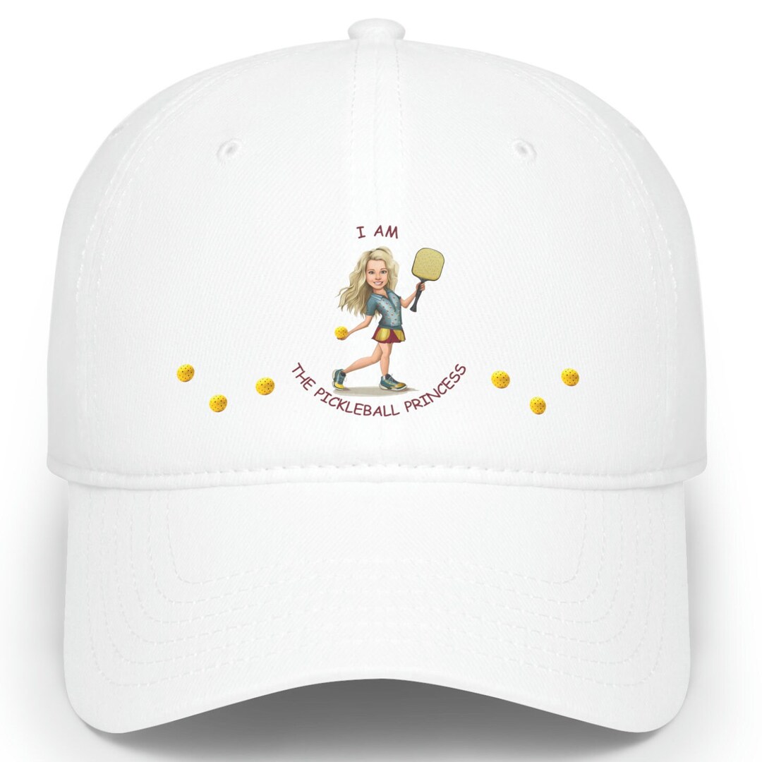 White Pickleball Princess Low Profile Baseball Cap, Pickleball Cap ...