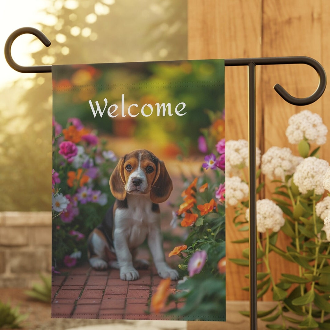 Beagle Puppy Spring Garden & House Banner, 12x18 In, Beagle Garden Flag ...