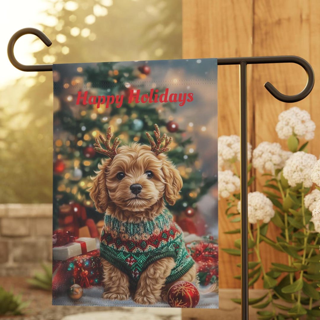 Cockapoo Winter Holiday Garden Flag, Cockapoo Christmas Flag, Cockapoo ...