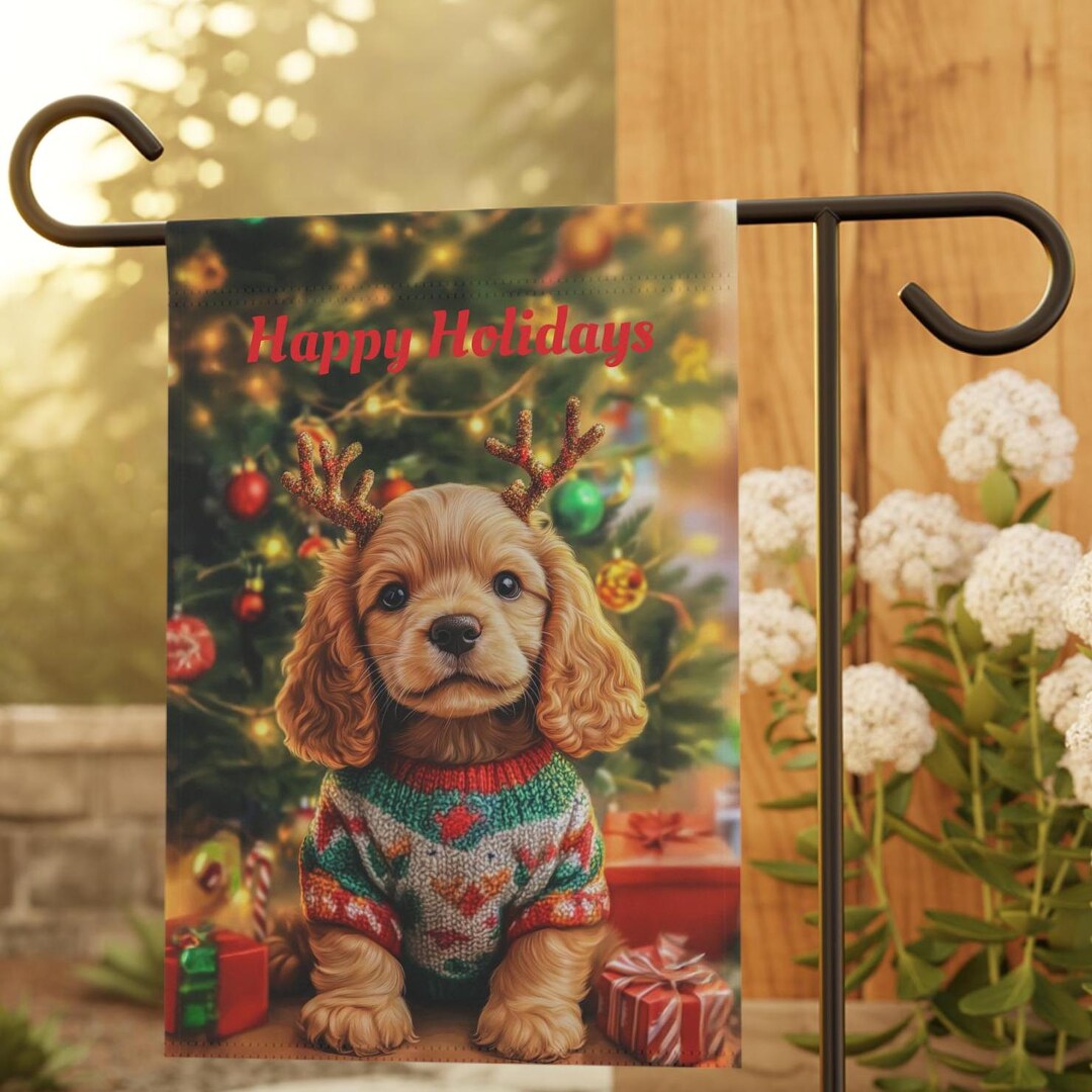 Cocker Spaniel Winter Holiday Garden Flag, Cocker Christmas Flag ...