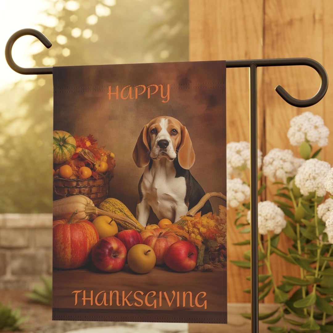 Beagle Puppy Thanksgiving Garden and House Banner, Beagle Puppy ...