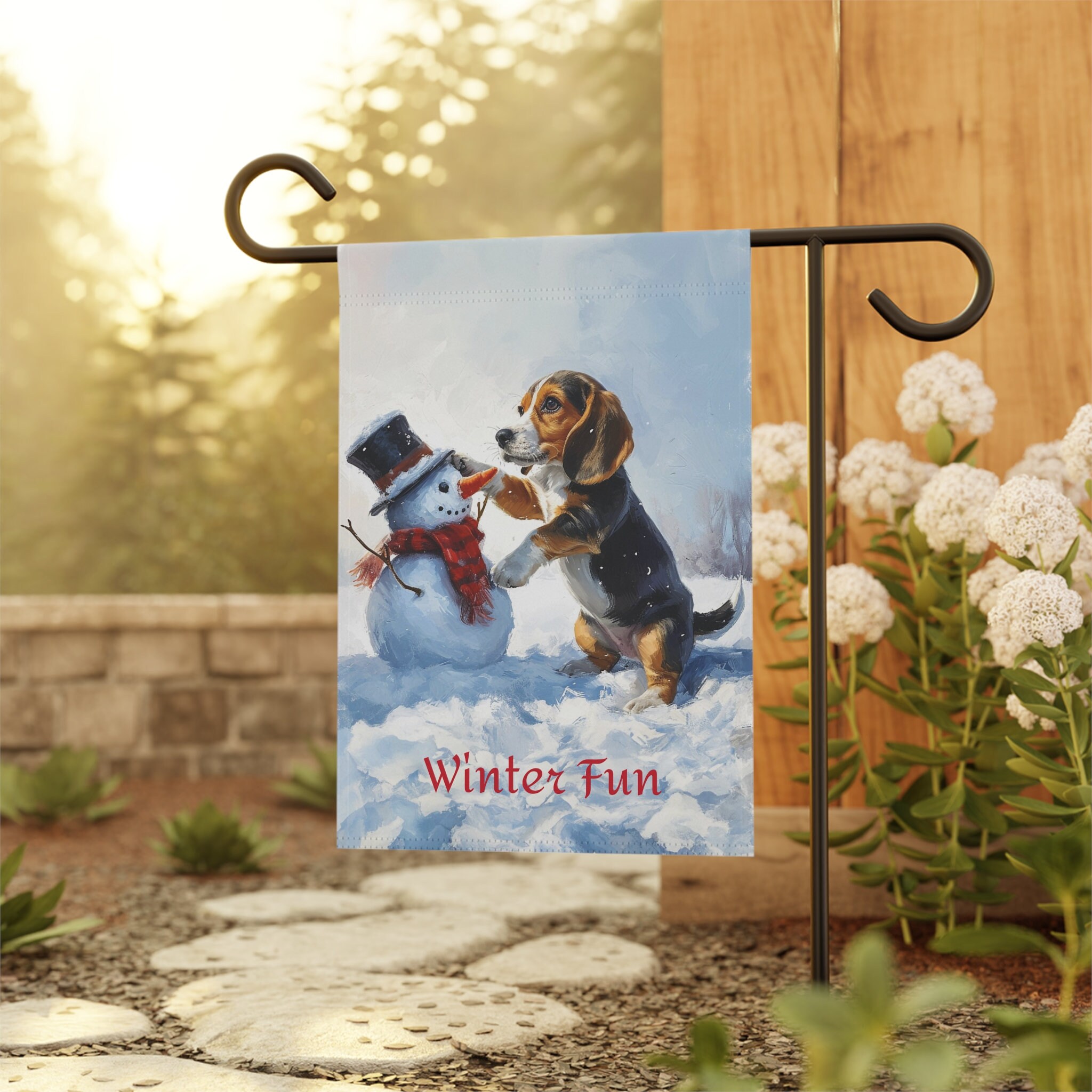 Beagle Winter Garden & House Banner, 12x18 In, Beagle Garden Flag, Beagle Garden Flag Gift ...