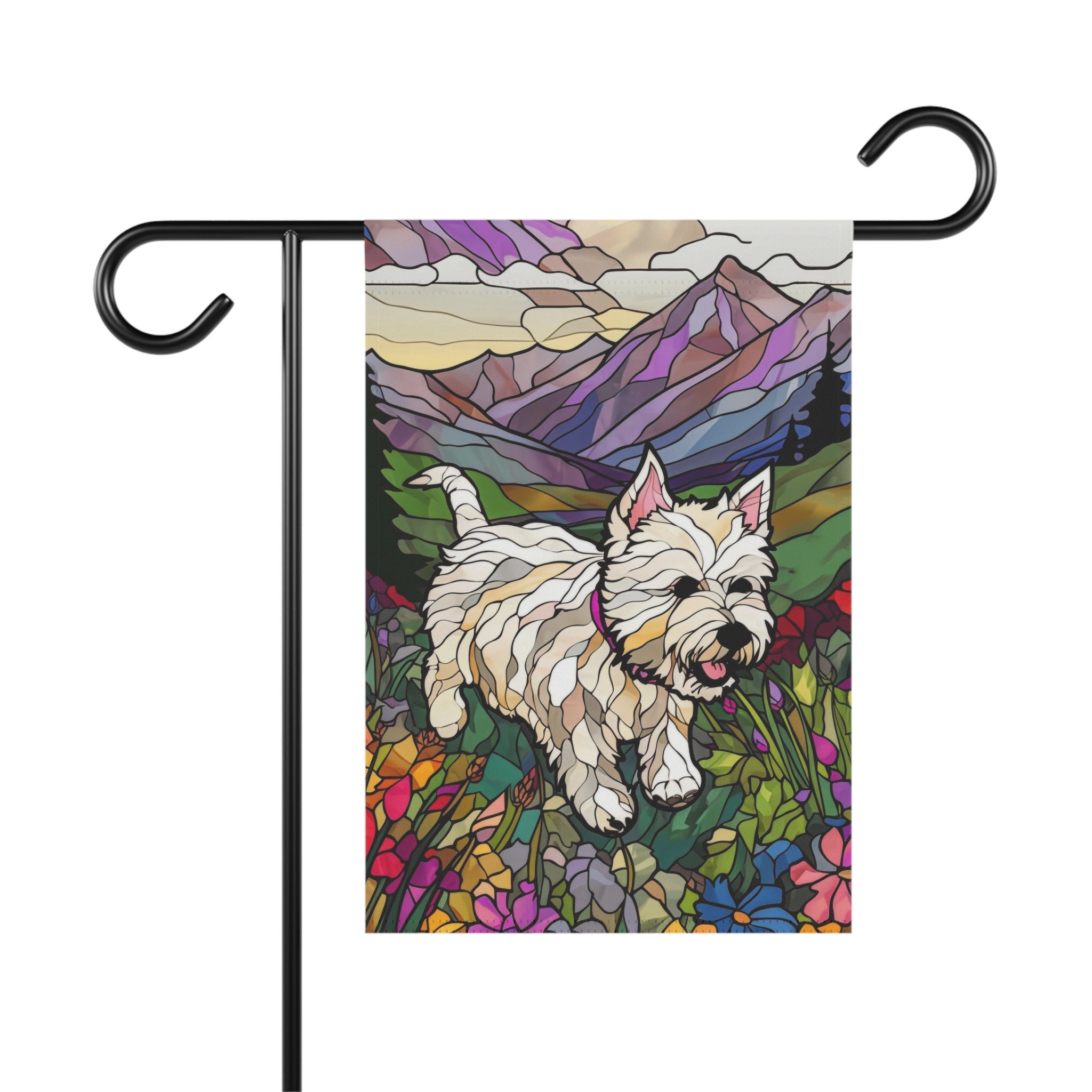 Westie Stained Glass Style Garden & House Banner, Westie Garden Flag ...