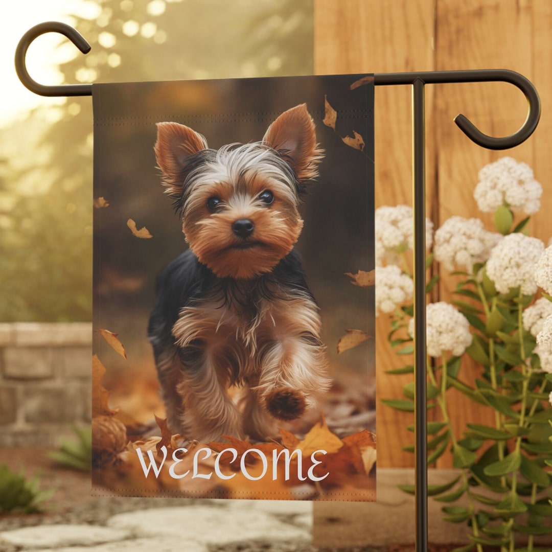 Yorkie Garden & House Banner, Yorkie Fall Garden Flag, Yorkie Lover ...