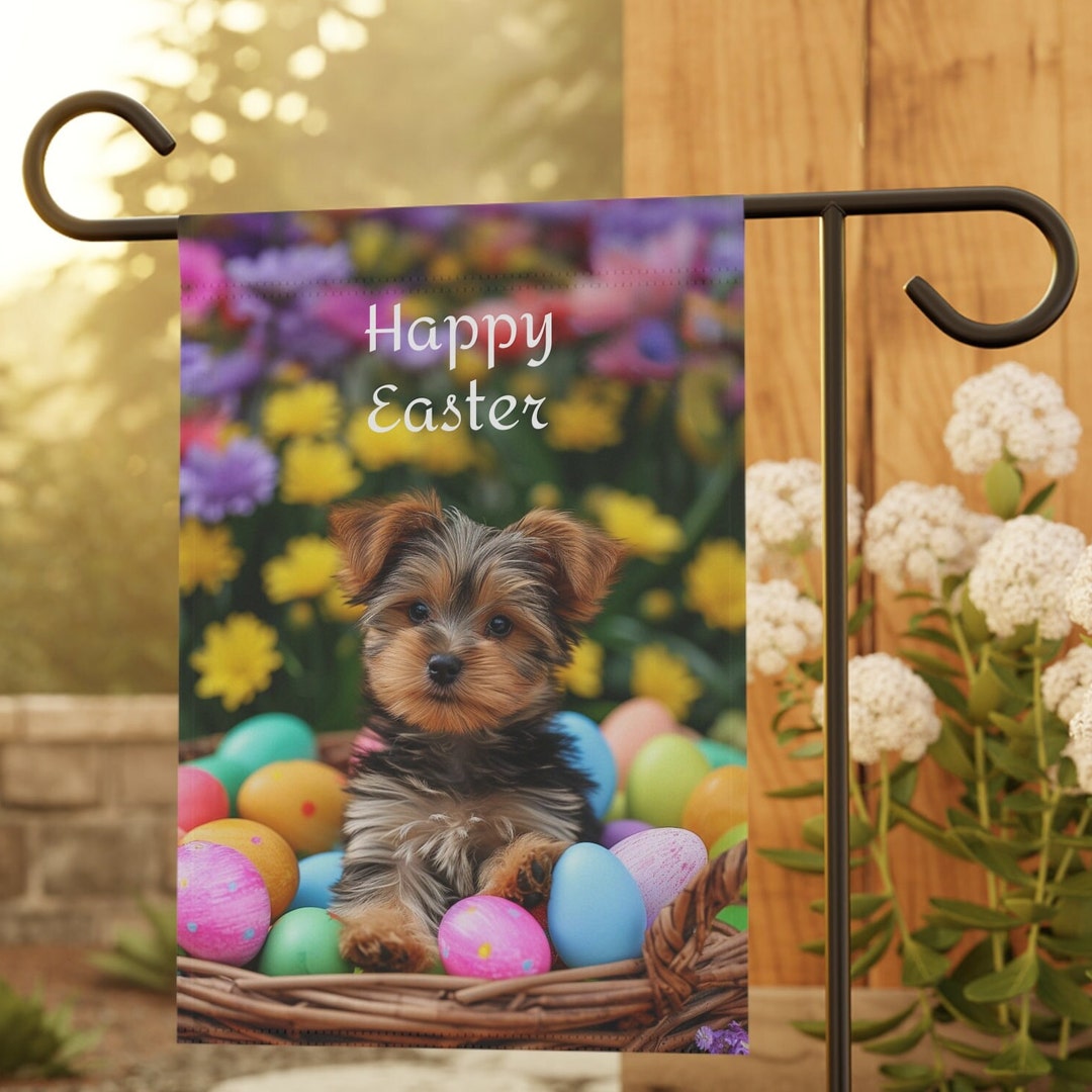 Yorkie Puppy Easter Garden & House Banner, 12x18 In, Yorkie Garden Flag ...