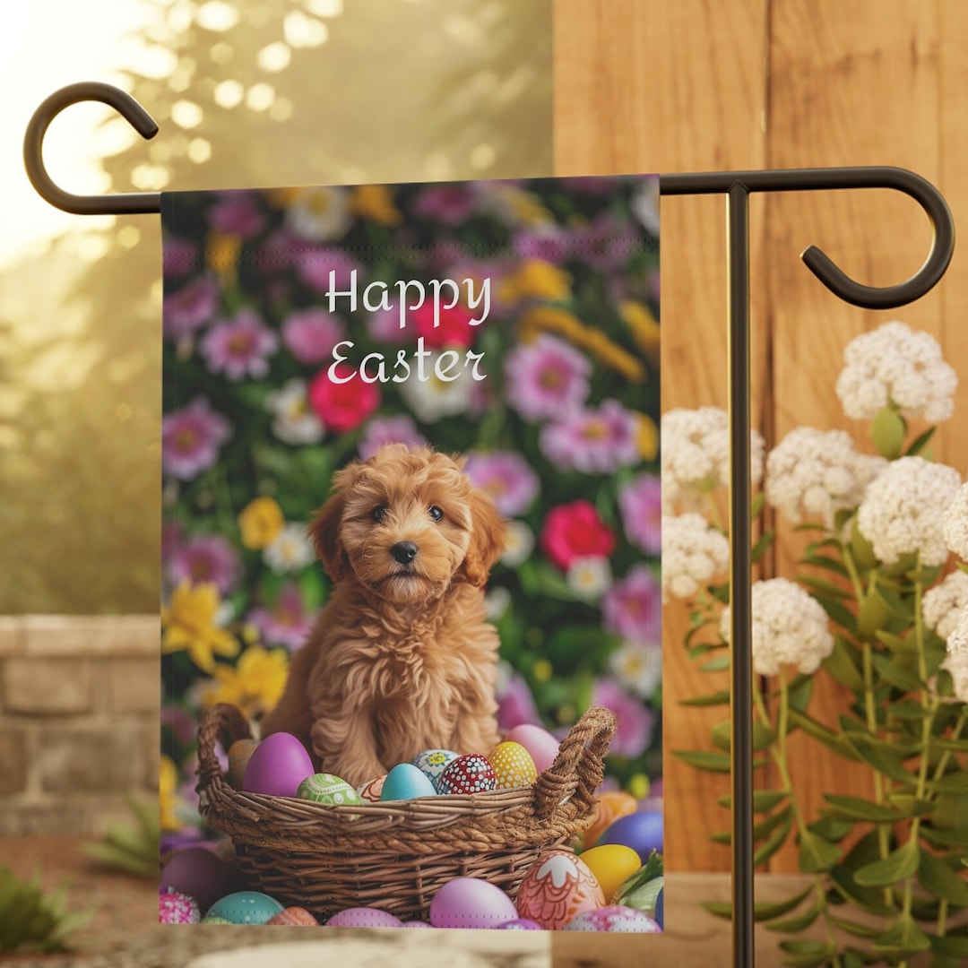 Goldendoodle Puppy Easter Garden & House Banner, 12x18 In, Goldendoodle ...