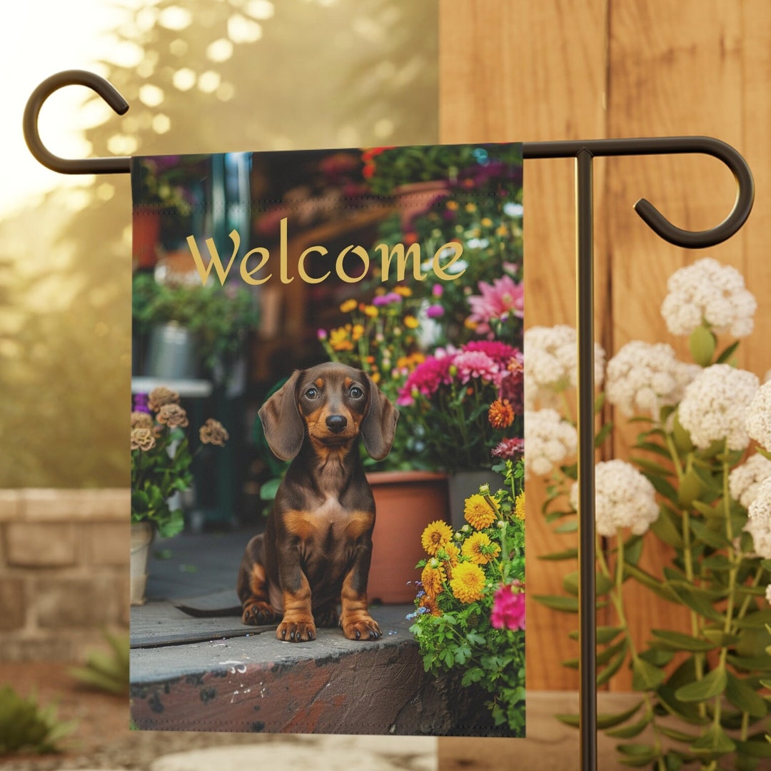 Dachshund Puppy Garden & House Banner, Dachshund Garden Flag, Dachshund ...