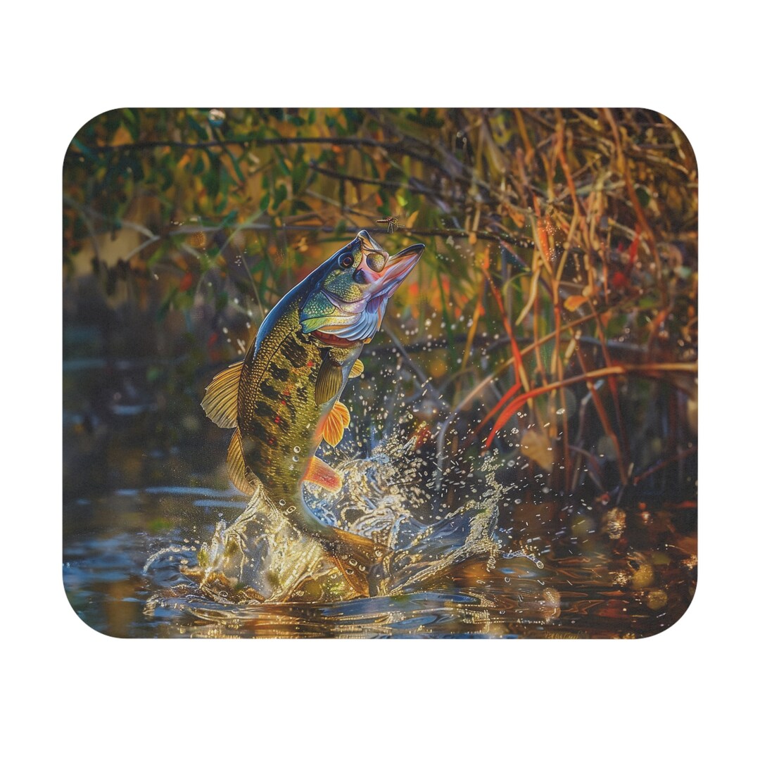 Largemouth Bass Mouse Pad (rectangle) (9" X 8"), Fisherman Gift ...