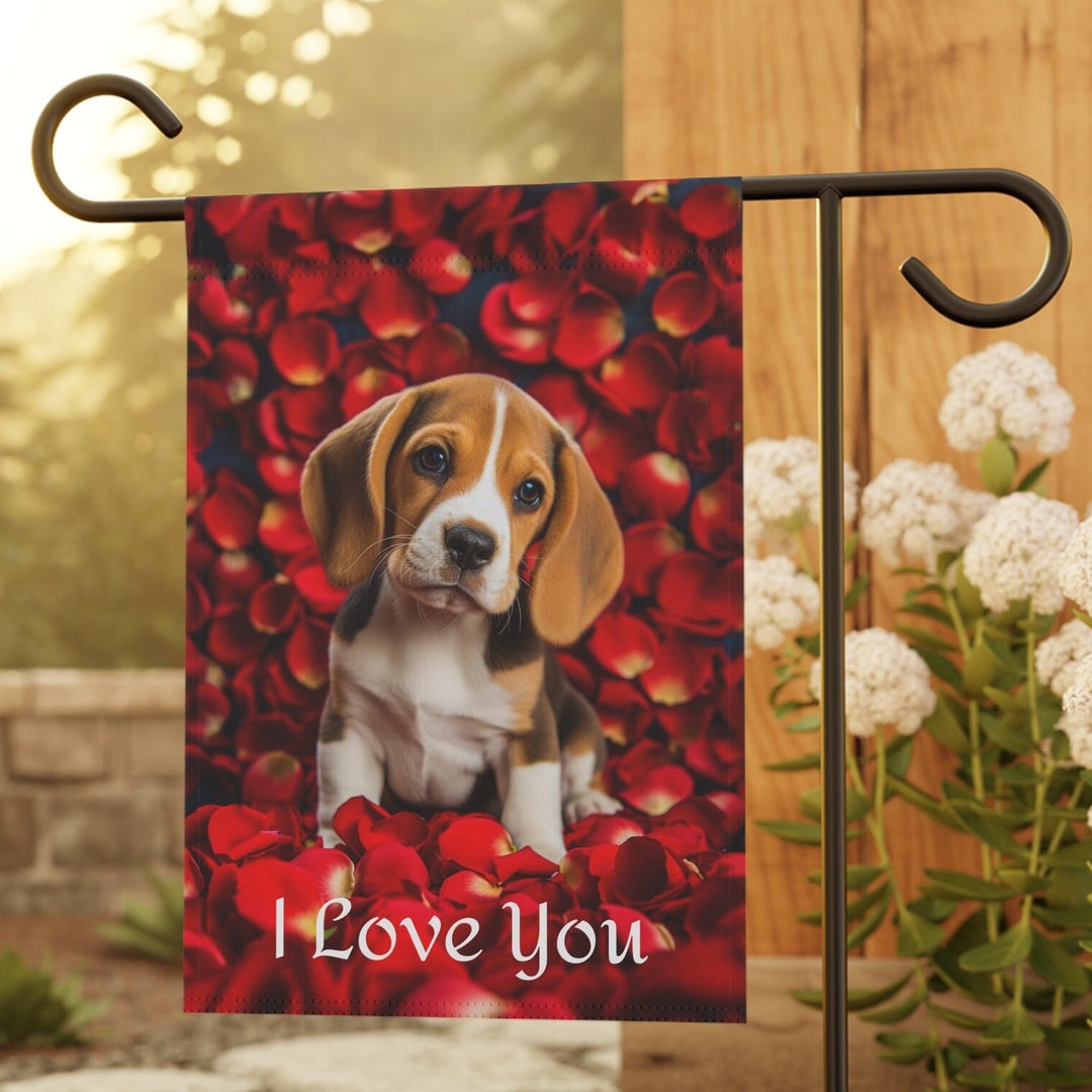 Beagle Puppy Valentine's Garden & House Banner, 12x18 In, Valentine's ...