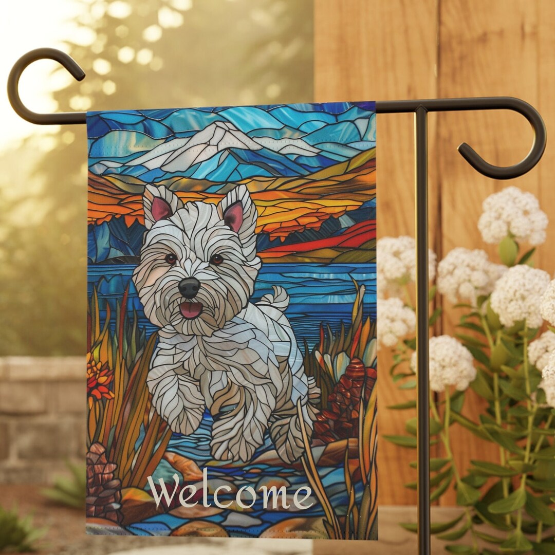 Westie Stained Glass Garden & House Banner, Westie, Garden Flag, Westie ...