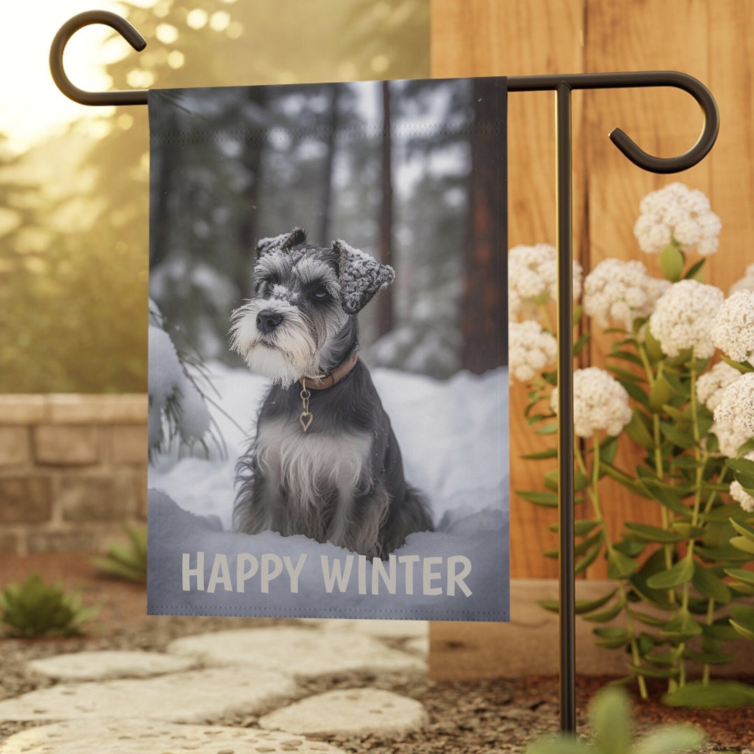 Schnauzerwinter Garden & House Banner, Schnauzer Winter Garden Flag ...