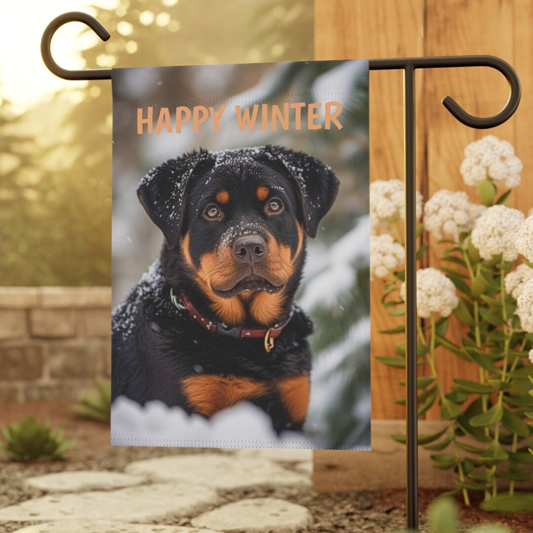 Rottweiler Winter Garden & House Banner, Rottweiler Winter Garden Flag ...