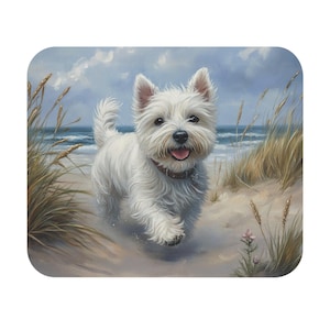 Westie on the Beach Mouse Pad, Westie Mouse Pad Gift, Westie Gift ...