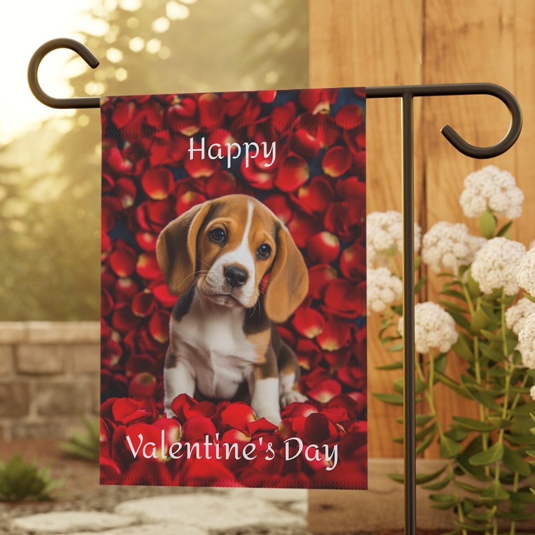 Beagle Puppy Valentine's Garden & House Banner, 12x18 In, Valentine's ...