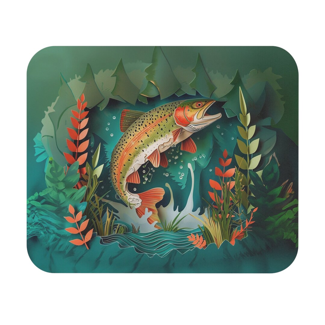 Jumping Rainbow Trout Mouse Pad (rectangle)(9"x8"), Fly Fishing Lover ...