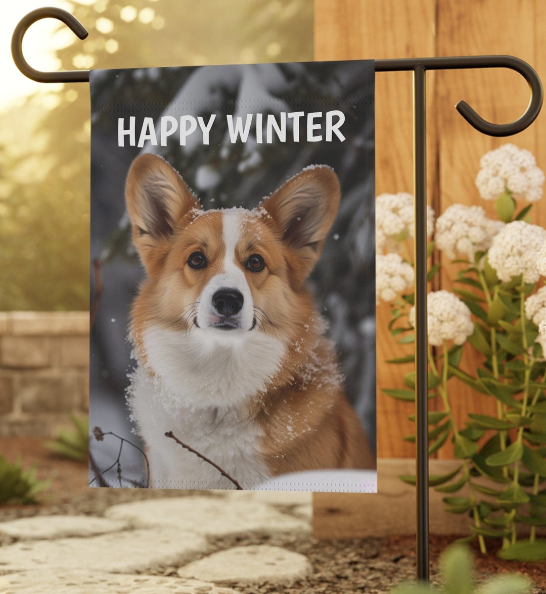Welsh Corgi Winter Garden & House Banner, Corgi Winter Garden Flag ...