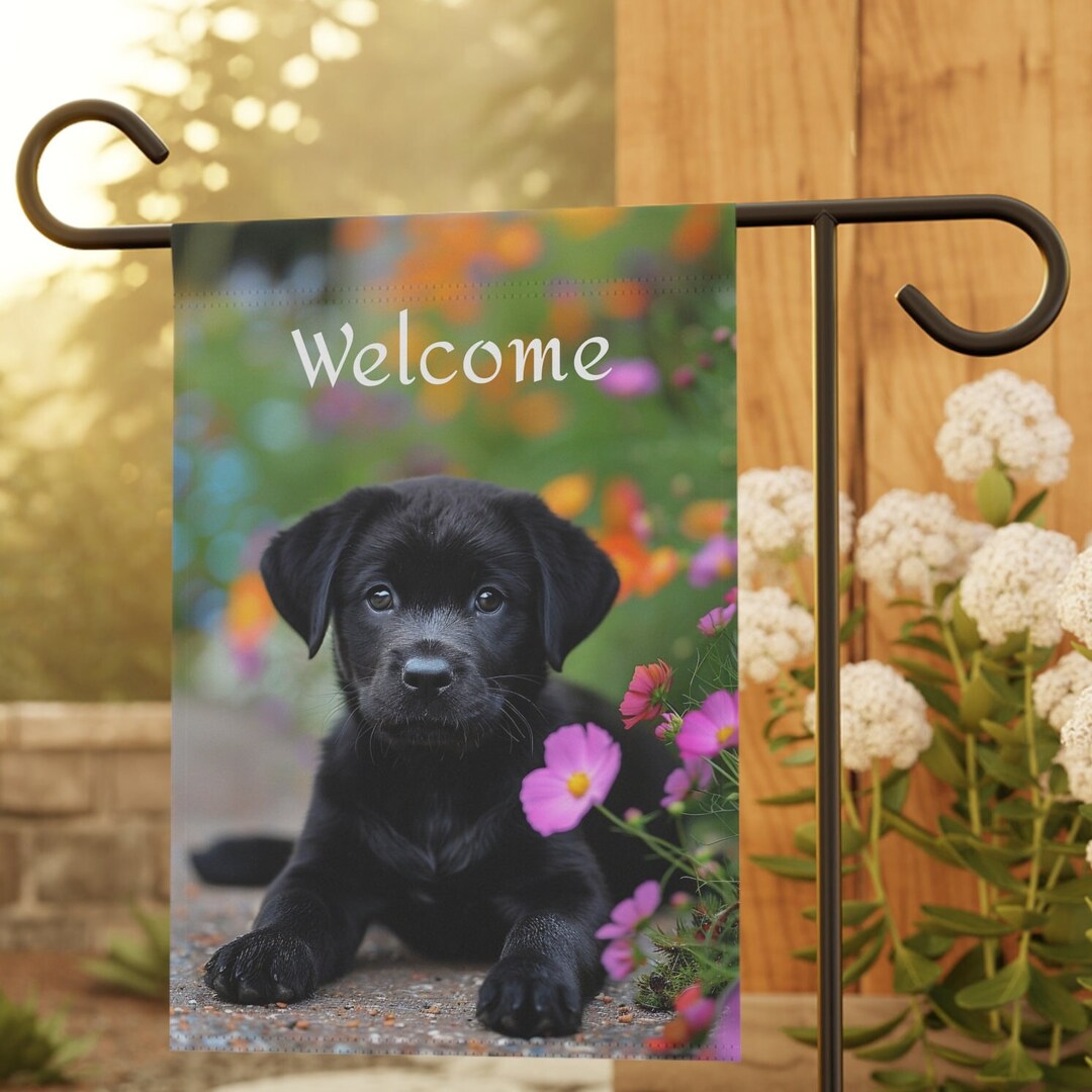 Black Lab Summer Garden & House Banner, Black Lab Summer Garden Flag ...
