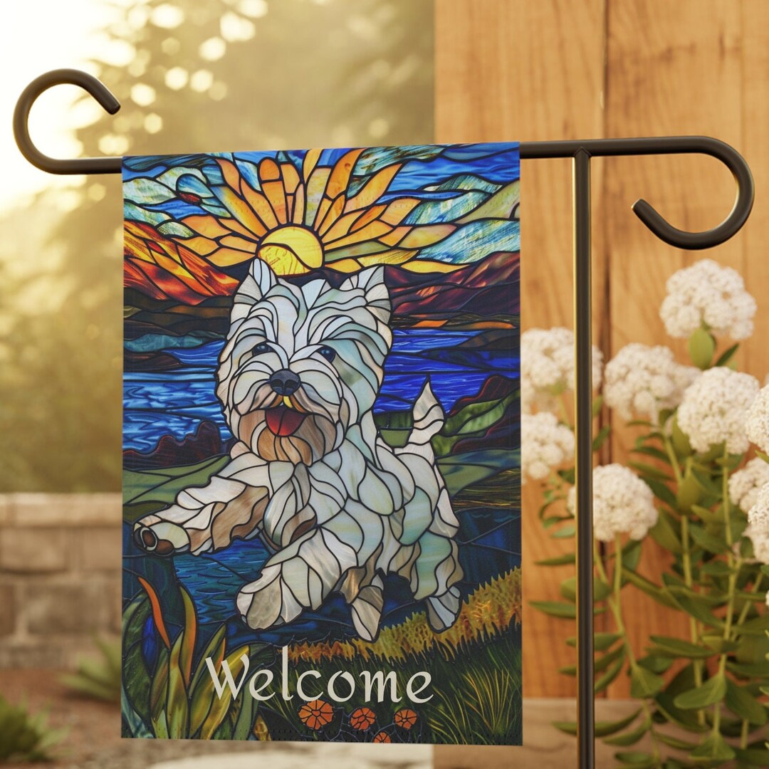 Westie Stained Glass Garden & House Banner, Westie, Garden Flag, Westie ...