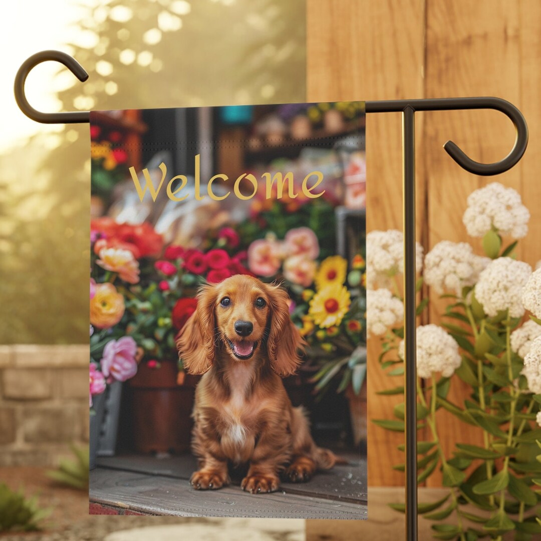 Dachshund Puppy Garden & House Banner, Dachshund Garden Flag, Dachshund ...