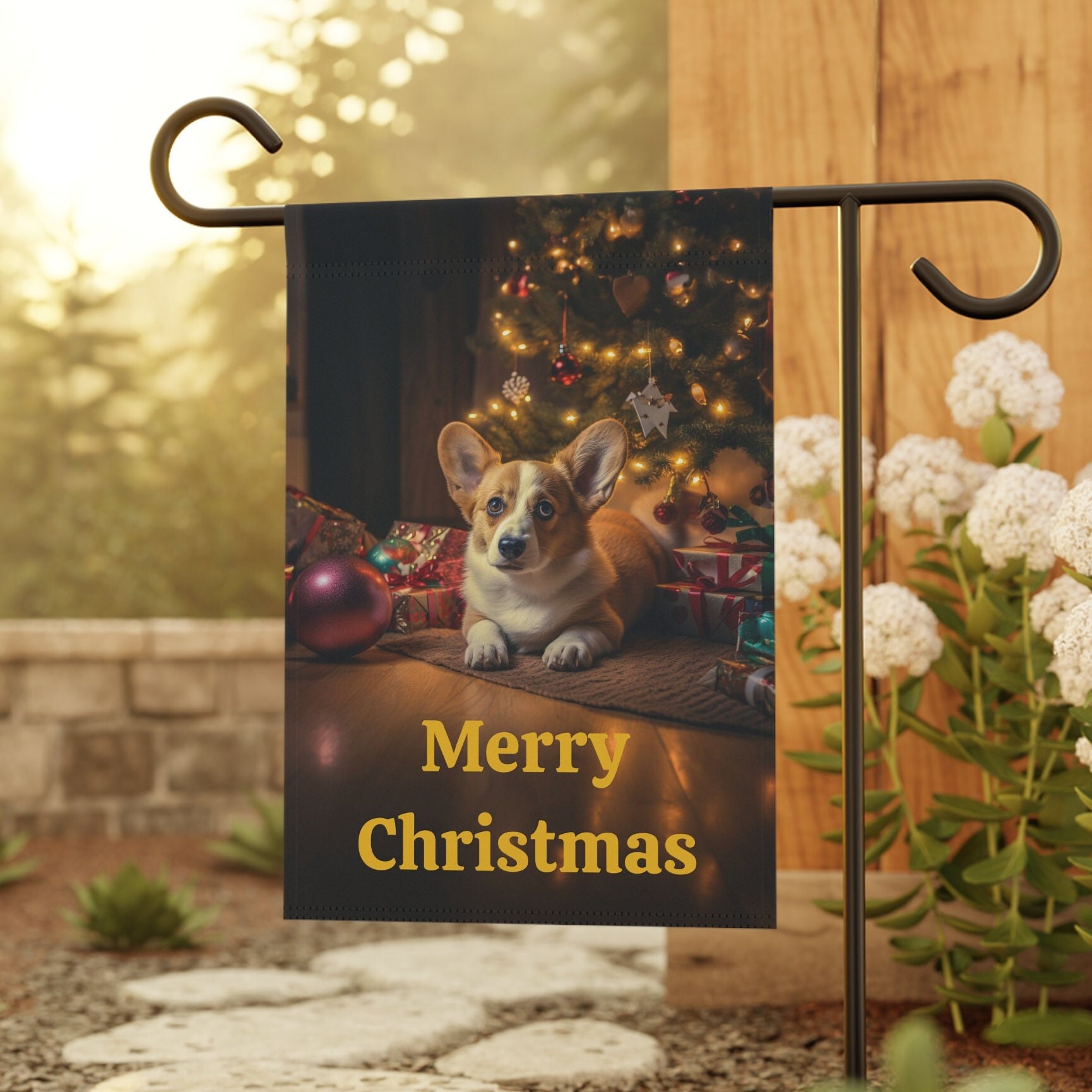Corgi Puppy Christmas Garden & House Banner, Corgi Garden Flag, Corgi ...