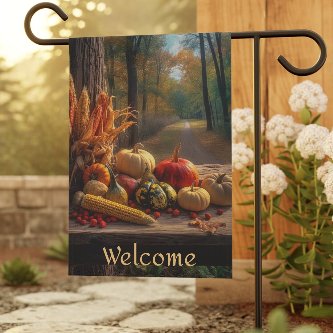 Fall Cornucopia of Gourds Welcome Garden & House Banner, Fall Garden ...