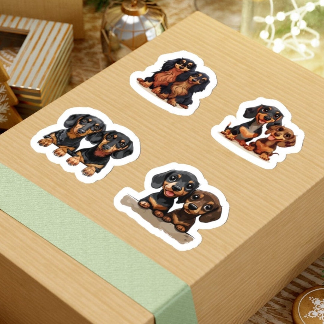 Kiss-cut Dachshund Stickers, Set of Four, Dachshund Sticker Gift ...